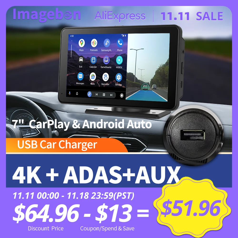 7-4K-ADAS-Dash-Cam-Wireless-CarPlay-Android-Auto-Dashboard-Car-DVR-With ...