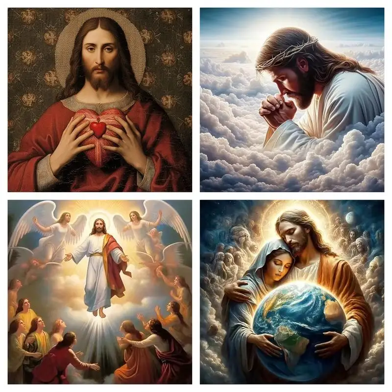 GATYZTORY 5D Diamond Painting Cross Stitch Jesus Full Square Mosaic ...