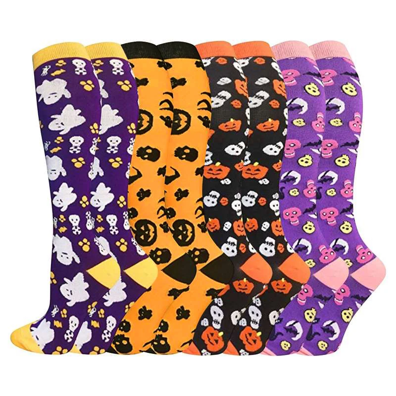 4-Pairs-Set-Halloween-Compression-Socks-for-Women-And-Men-Kawaii ...