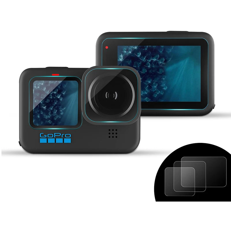 Gopro 11 için temperli cam filmi Lens ekran HD koruma filmi Gopro 11 10 ...