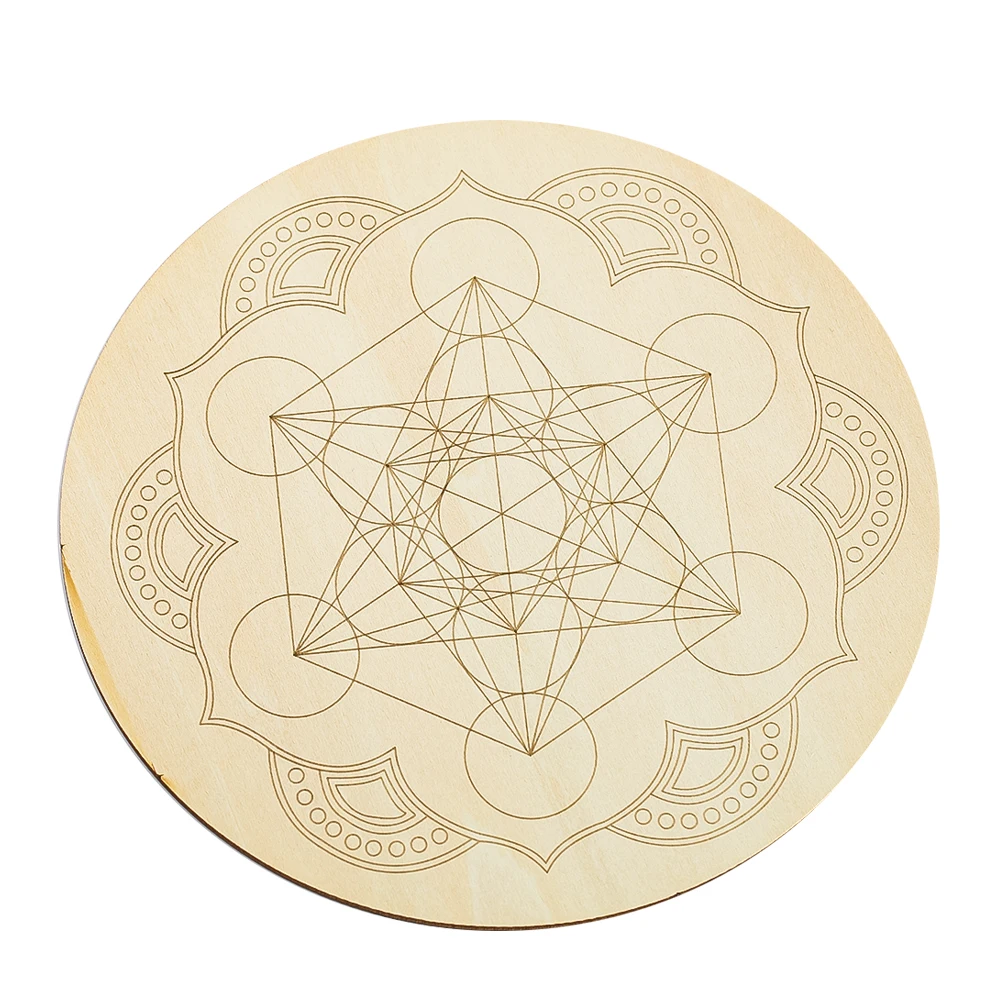15CM Laser Carve Lotus Flower Star Of David Metatron Hexagram Round ...