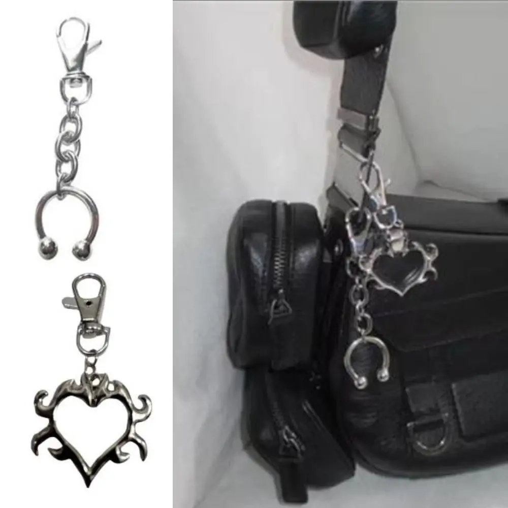 Silver Color Horseshoe Clip Pendant Keychain Y2K Punk Style Charms Bags ...