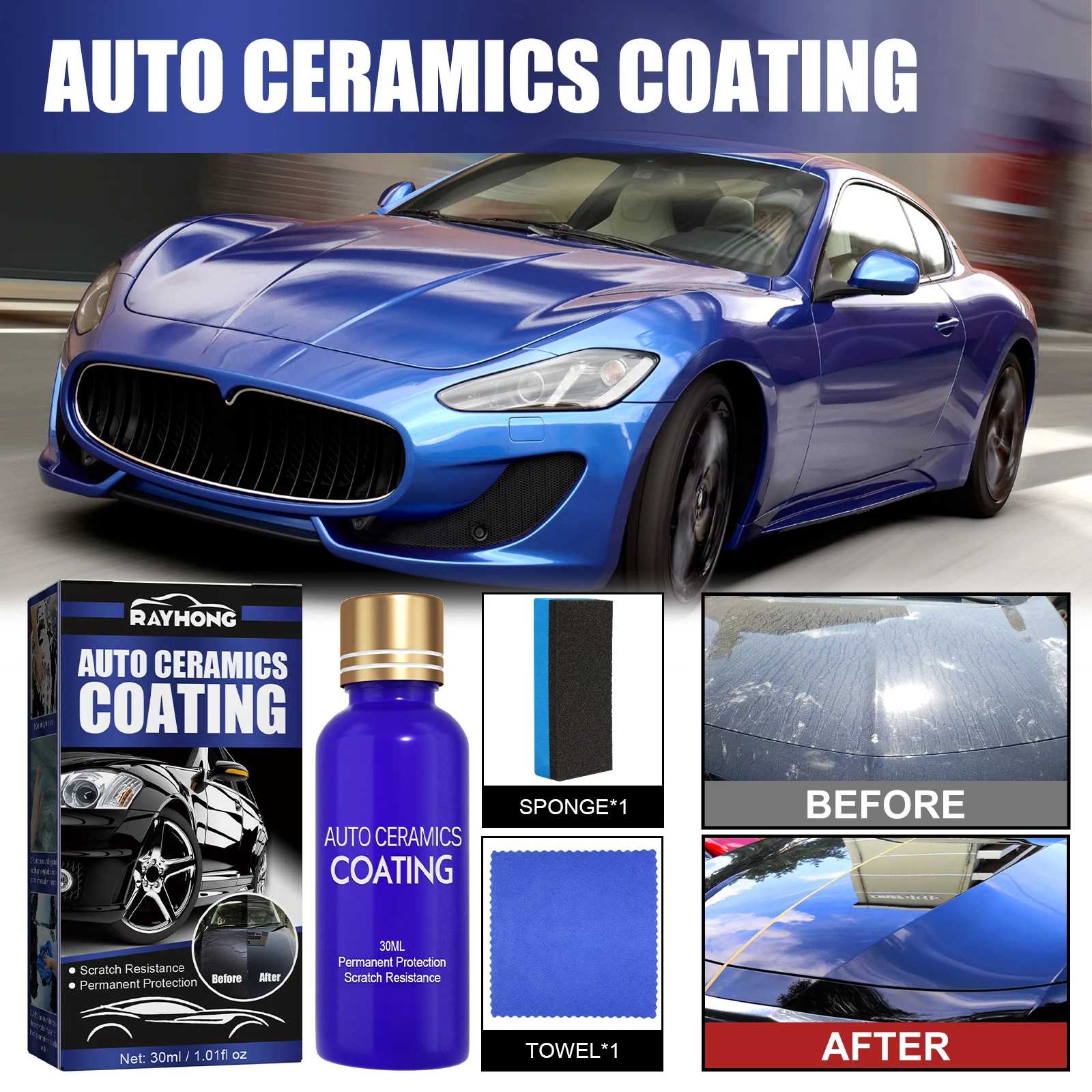 Hydrophobic Polish Coating Agent with Sponge Car Repairing Spray ...