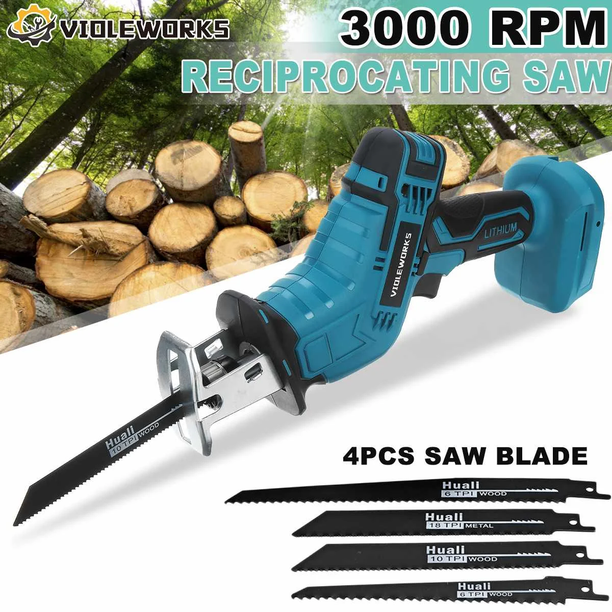 18V-Portable-Cordless-Reciprocating-Saw-No-Battery-with-4PC-Blades ...