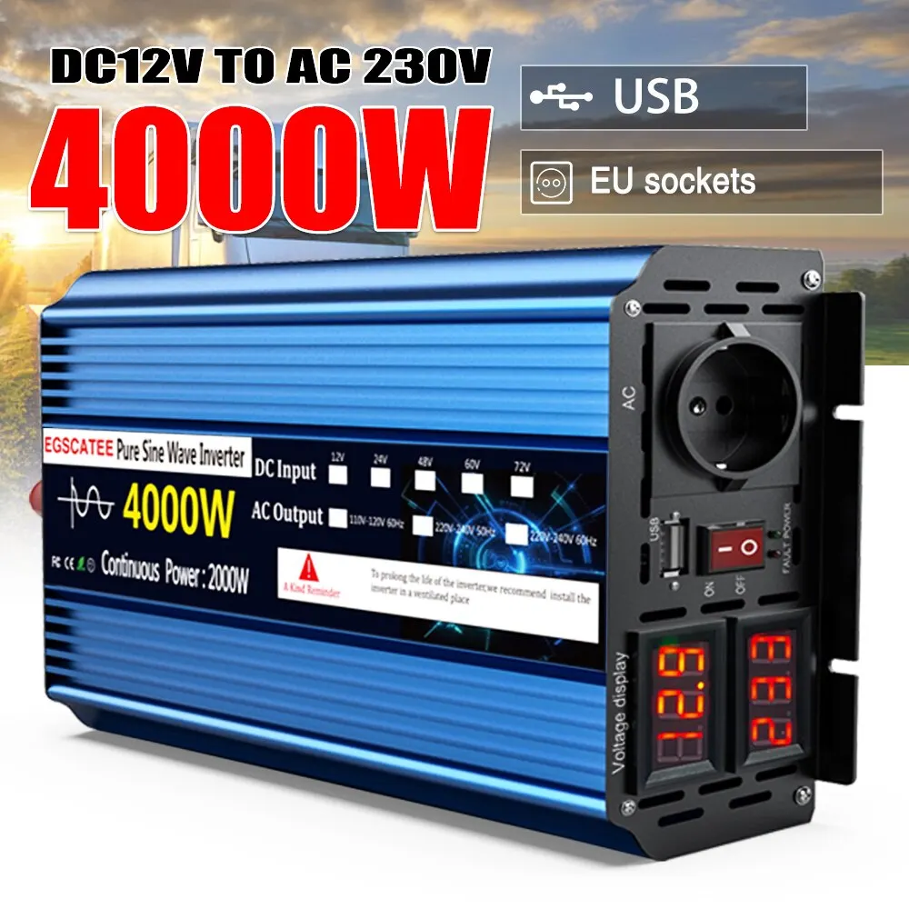 Inverter 12v 220v Pure Sine Wave Inverter AC 220V 4000W 3000W 2000W DC 12V Transformer Pure Sine ...