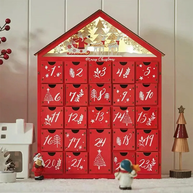 Wooden-Christmas-Advent-Calendar-With-24-Storage-Drawers-Village-House ...