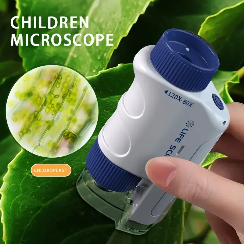 Handheld Microscope Set With LED Light 60X-120X Home School Kids ...