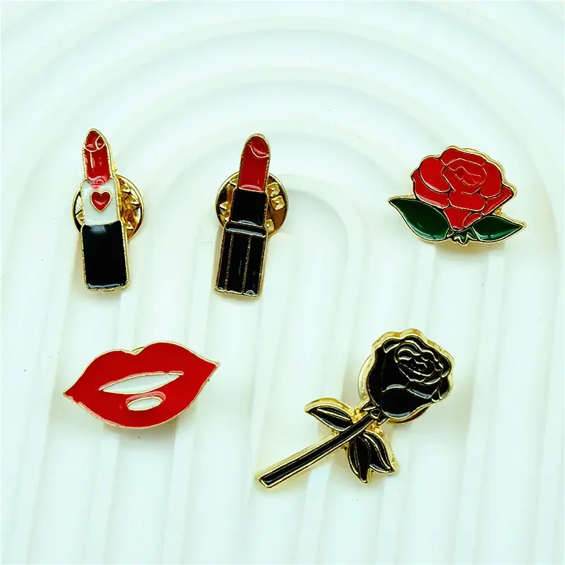 Women-Lipstick-Lip-Enamel-Pin-Rose-Flowers-Fashion-Sexy-Brooch-Clothes ...