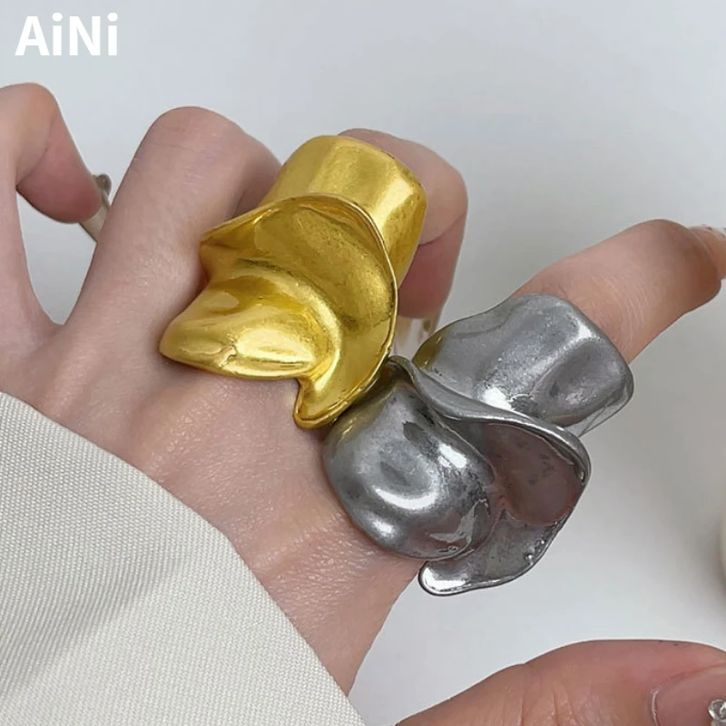 Anillos-grandes-irregulares-de-Metal-para-mujer-joyer-a-de-moda-dise-o ...