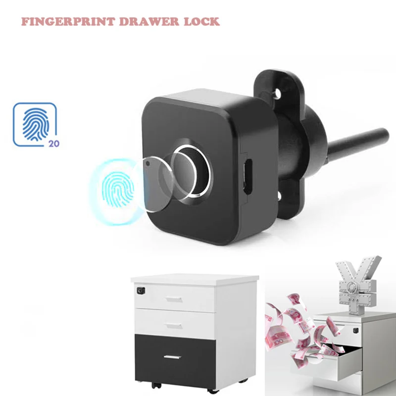 Drawer Fingerprint Lock Triple Cabinet Intelligent Lock Office Desk ...