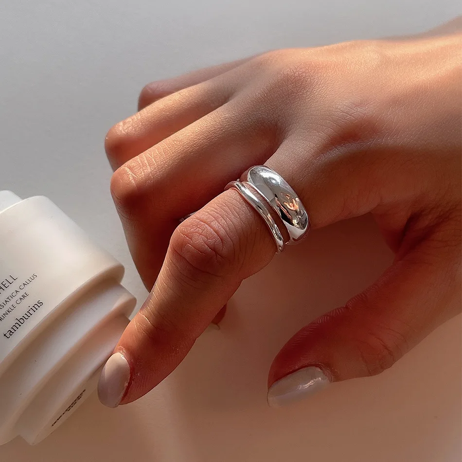 S925-sterling-silver-irregular-double-bump-texture-silver-ring-ins-niche-fashion-cool-wind ...