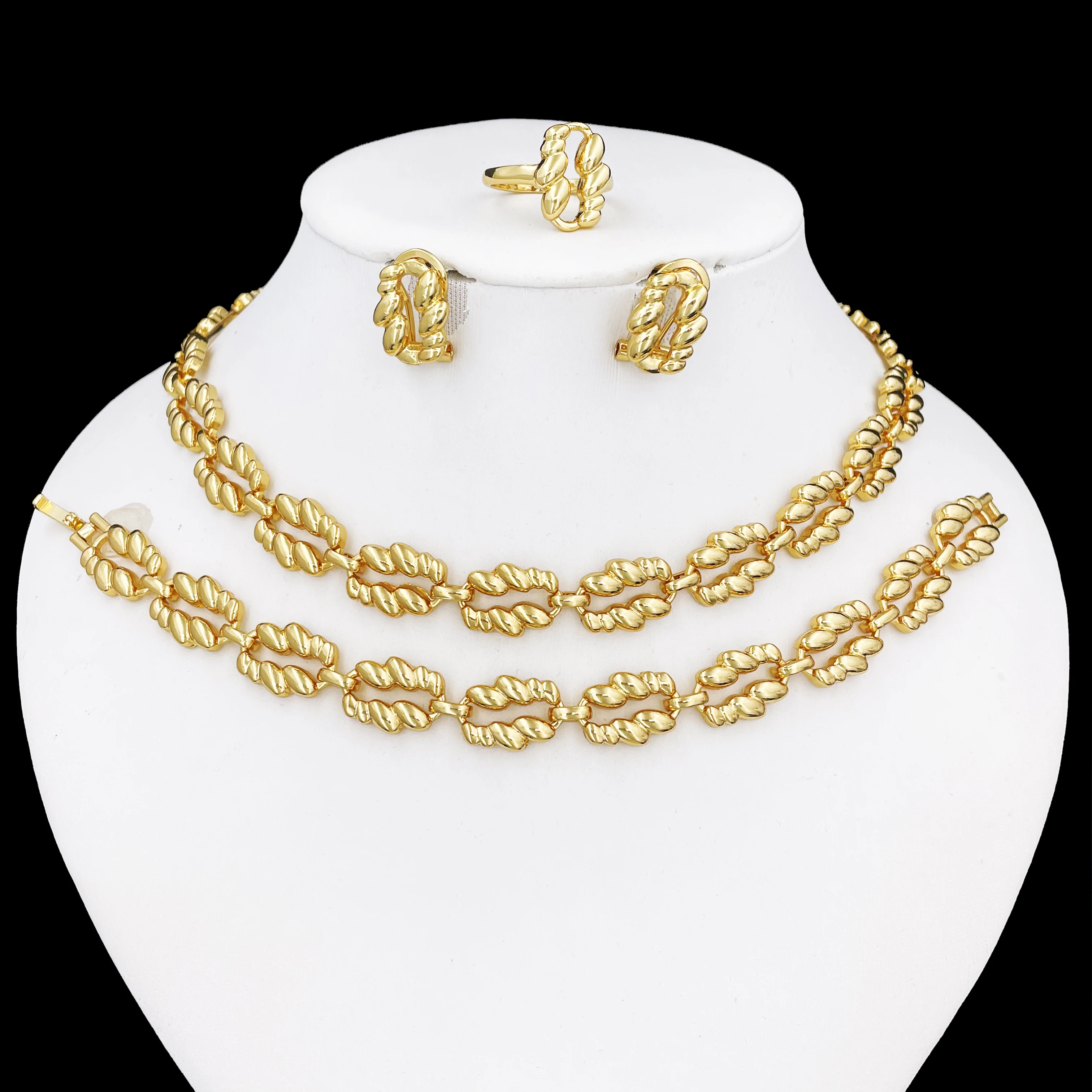 Minimalist-Style-Jewelry-Set-18K-Gold-Plated-Women-Necklace-Earrings ...