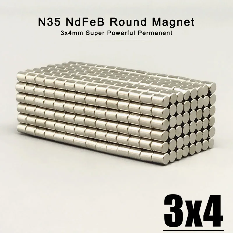 N35 소형 원형 네오디뮴 자석 3x4mm, 3x4mm 영구 NdFeB 강력한 자석 3x4mm, 3x4mm, 100 ~ 5000 ...