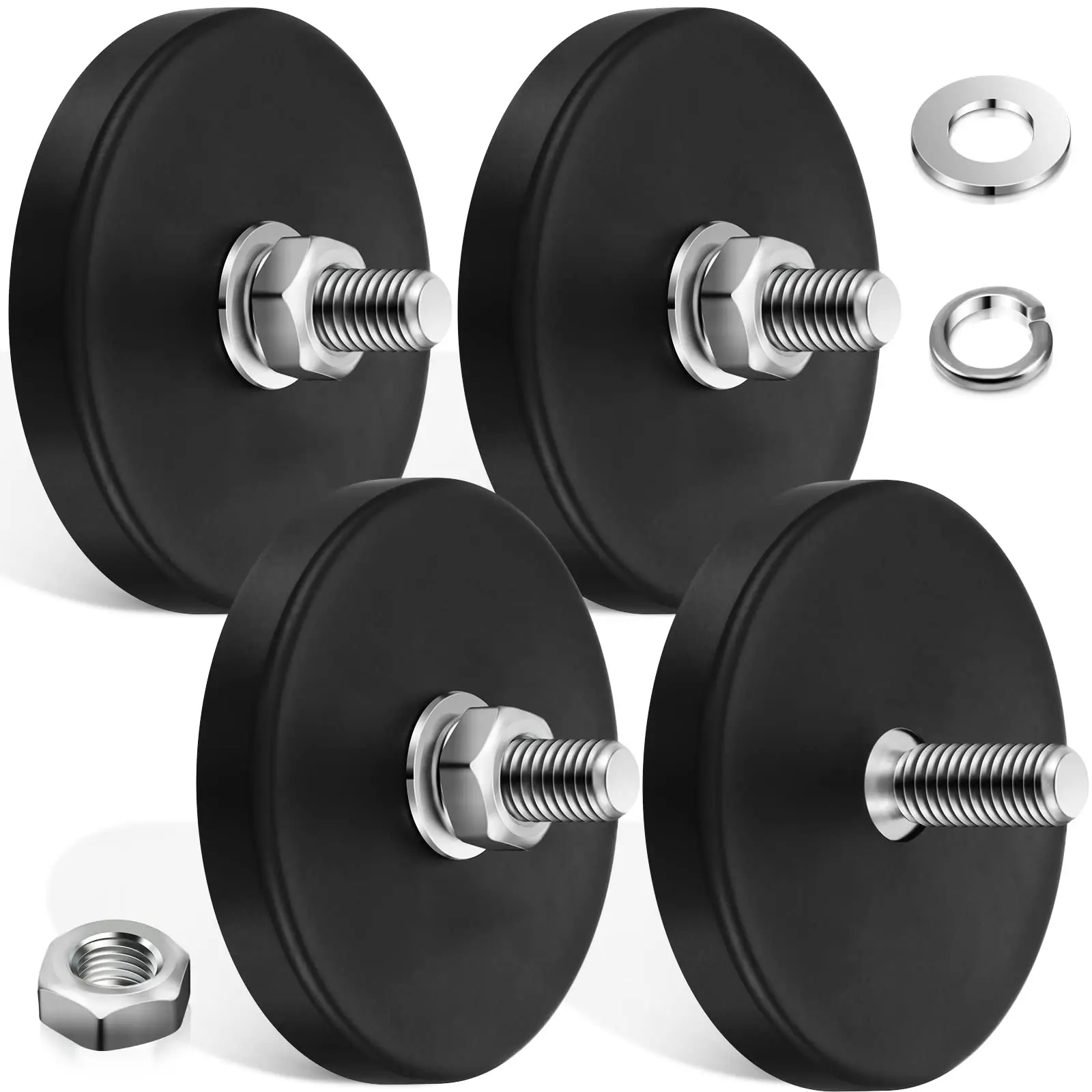 C66 Rubber Coated Magnets, Neodymium Magnet Base with M8 Threaded Studs ...