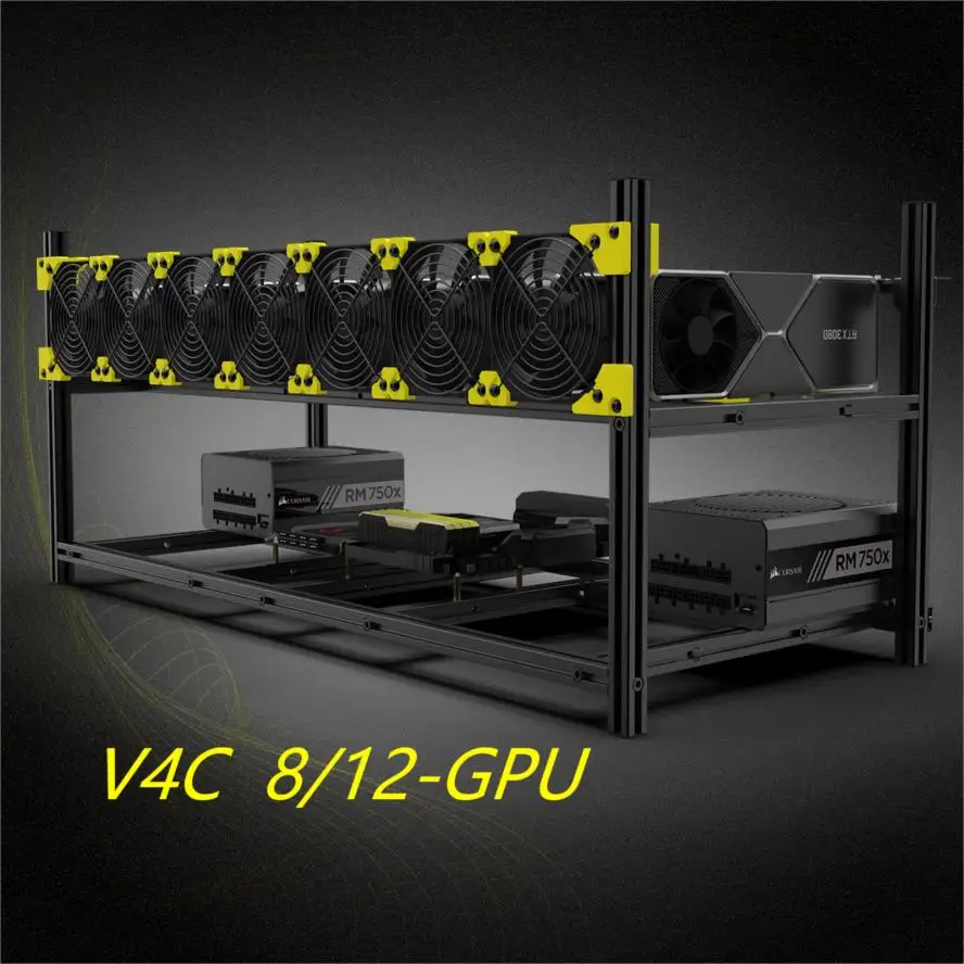 Funplaysmart-V4C-8-12-GPU-Miner-Frame-Aluminum-Alloy-Stackable ...