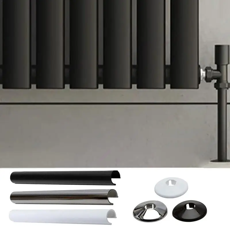 Pipes-Radiator-Pipe-Covers-Sleeve-Collars-Cut-Fit-Bathroom-Chrome-Black ...