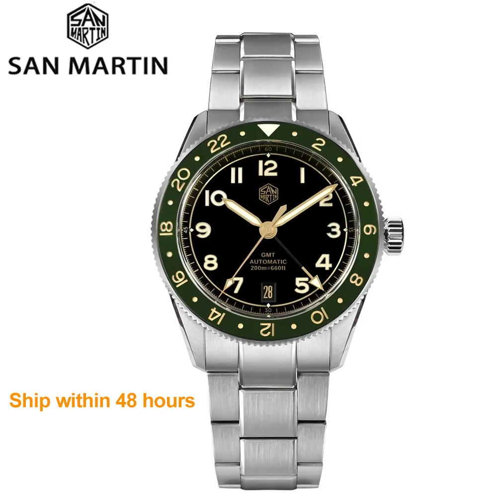 San Martin 38mm Men Dive Watch Limited Edition GMT NH34 Automatic ...