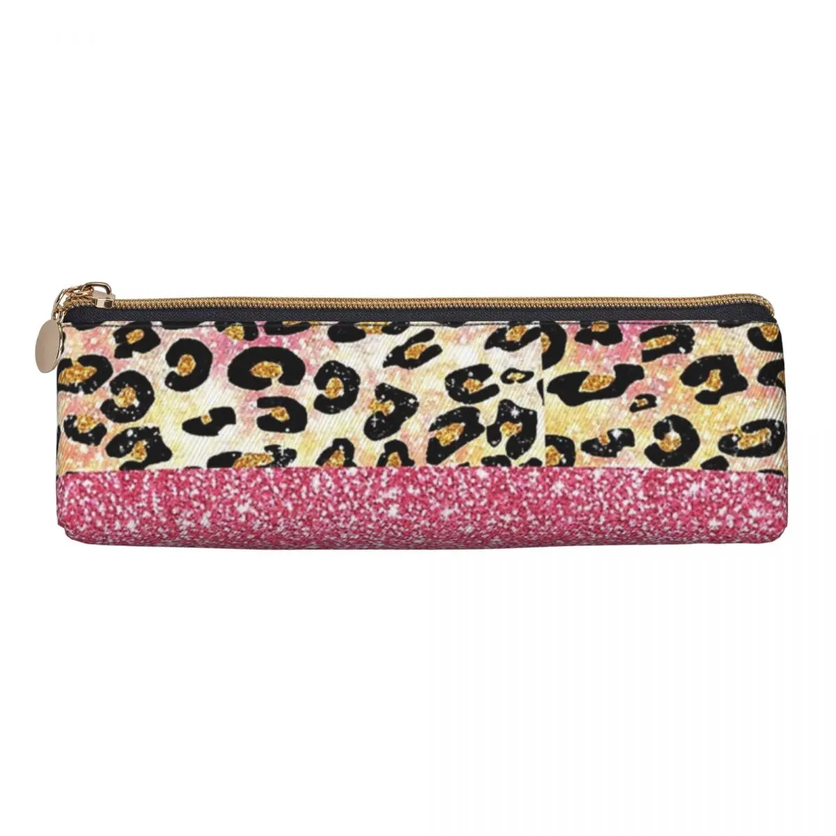 Bubble Gum Pink Faux Glitter Leopard Animal Print Pencil Cases Pencil ...