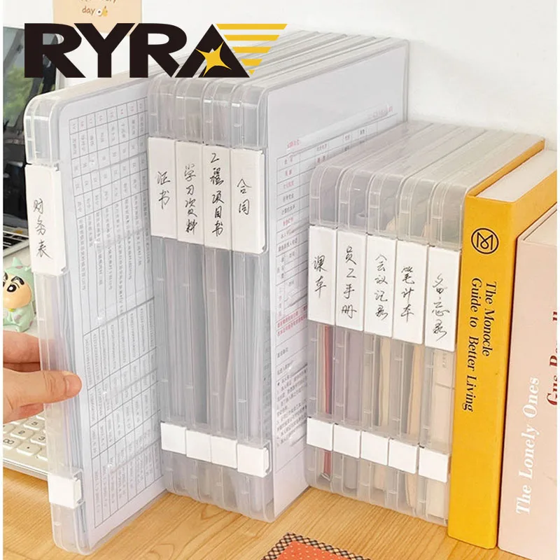File-Storage-Box-A4-File-Labelable-Double-Buckle-Transparent-Save ...