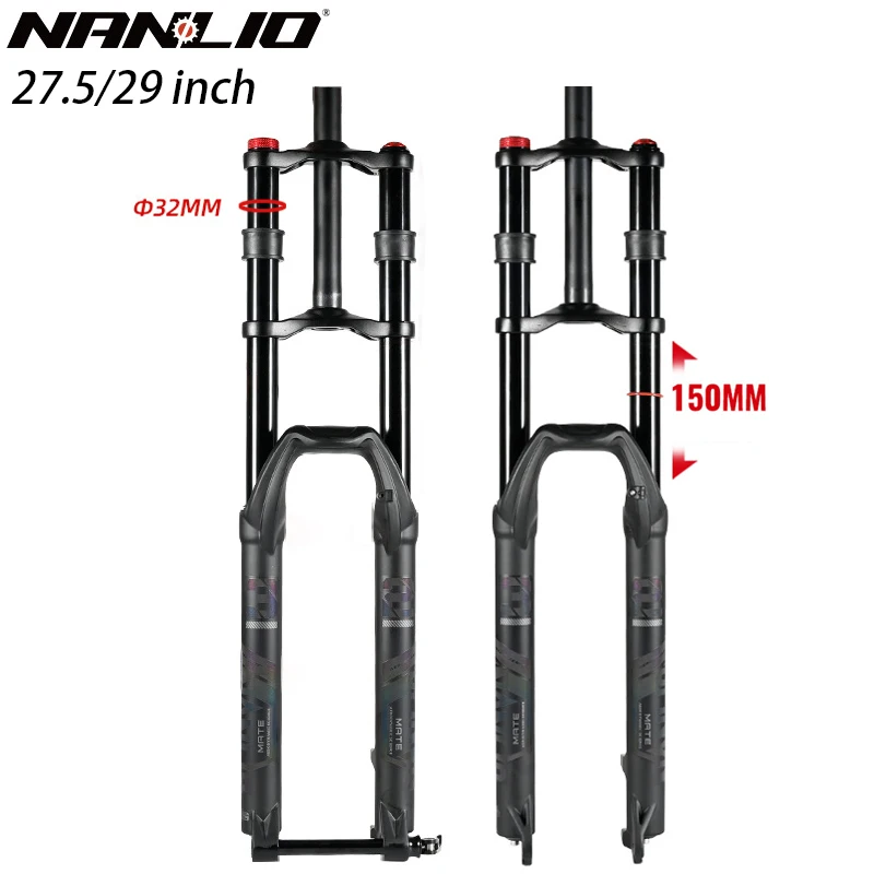 27.5/29 Inch Dual Crown Air Suspension Fork 150mm Travel, E-bike MTB ...