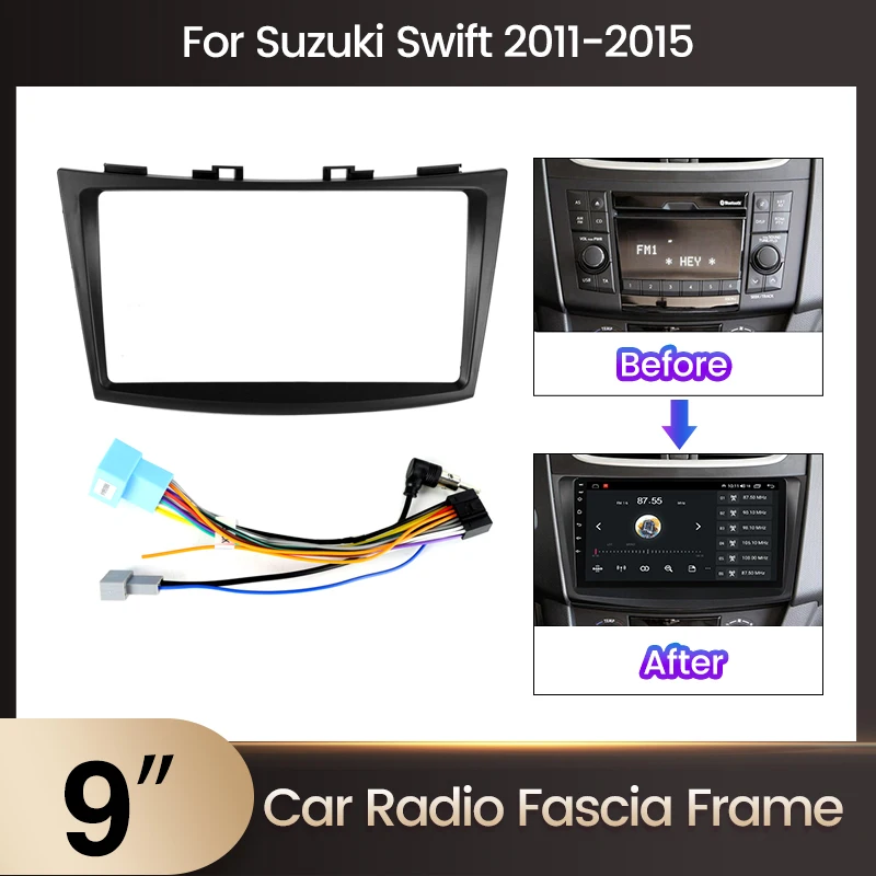 9inch-Car-Radio-Fascia-Frame-for-Suzuki-Swift-2011-2015-2Din-DVD-Stereo ...