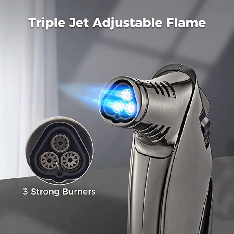 JOBON-Windproof-Triple-Flame-Torch-Lighter-Kitchen-Cigarette-Lighter ...