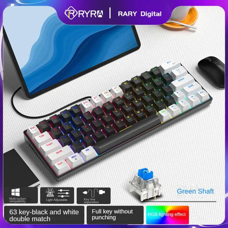 RYRA-Mechanical-Keyboard-Wired-Gaming-Keyboard-Blue-Red-Switch-Mini-63 ...