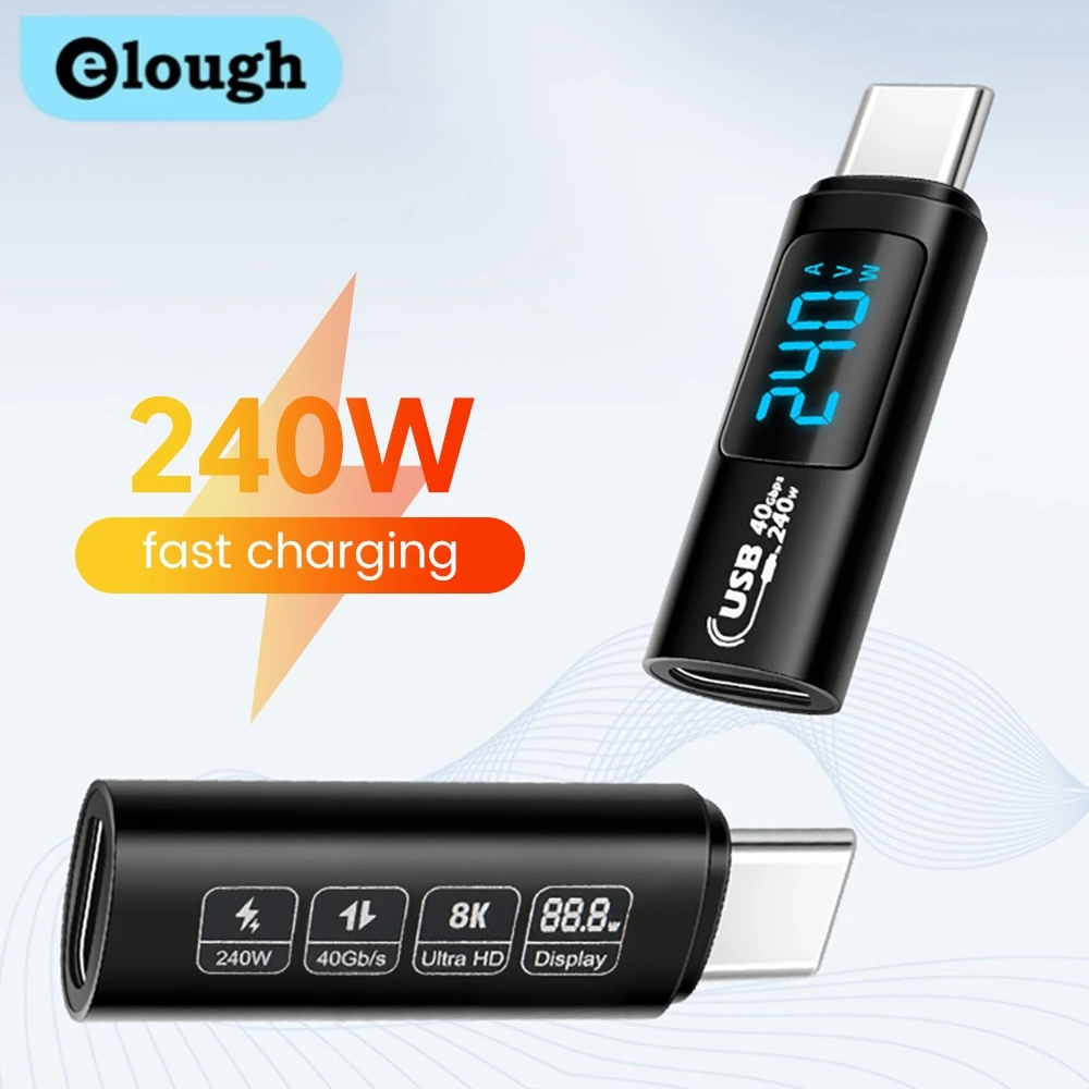 Elough-240W-Digital-Display-Adapter-USB-4-0-40Gbps-C-To-C-Fast-Charging ...