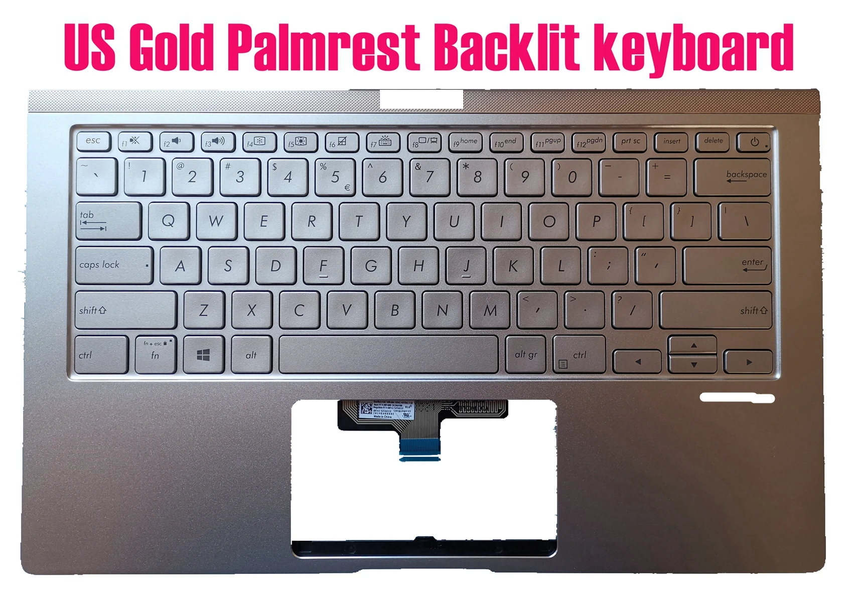 US Gold Palmrest Backlit keyboard for Asus Zenbook 14" UX433FA UX433FN ...