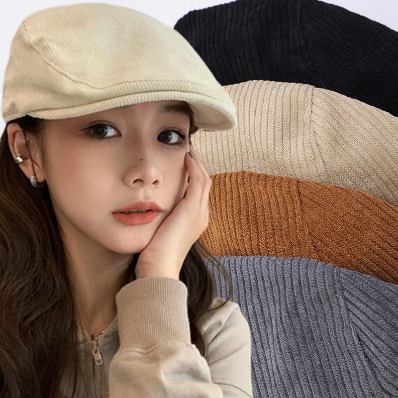 Autumn-Winter-Retro-Berets-Four-Seasons-Corduroy-Caps-Female-Japanese ...
