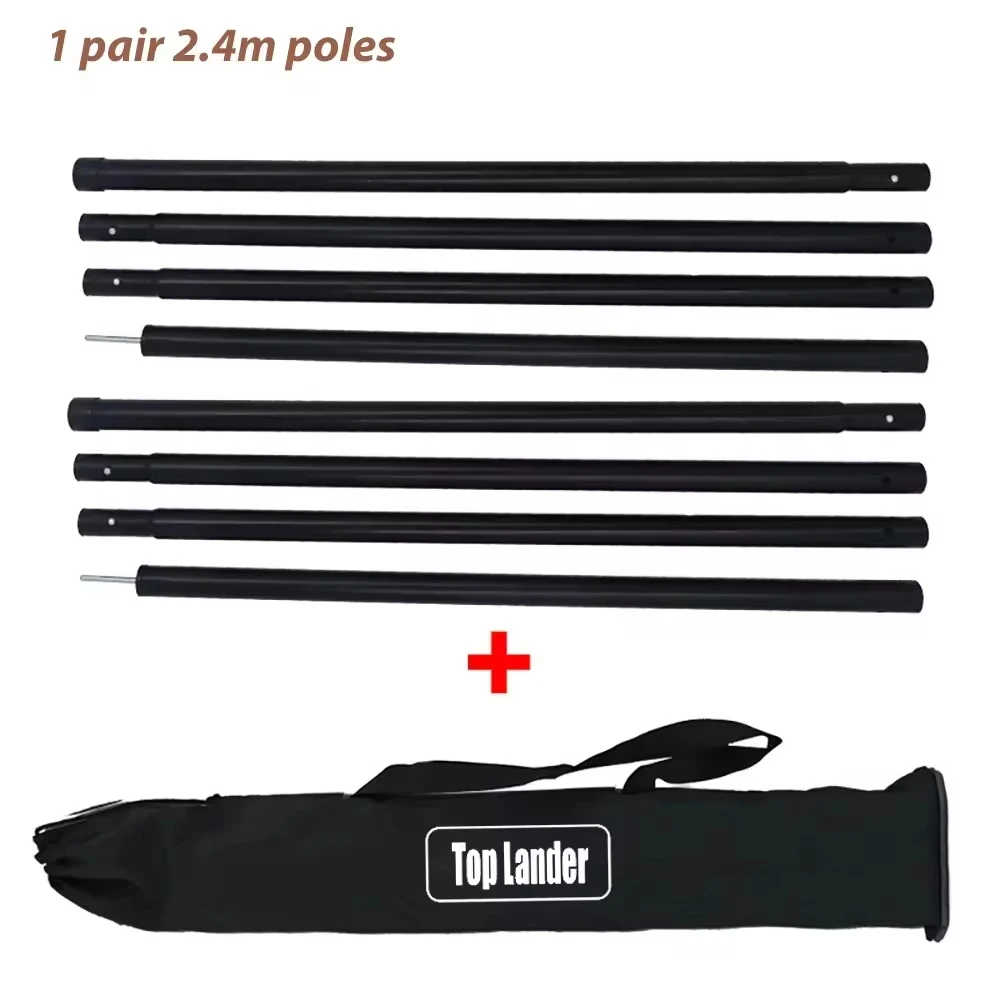 2-4m-Tarp-Poles-240cm-Adjustable-Heavy-Duty-Iron-Support-Pole-Shelter ...