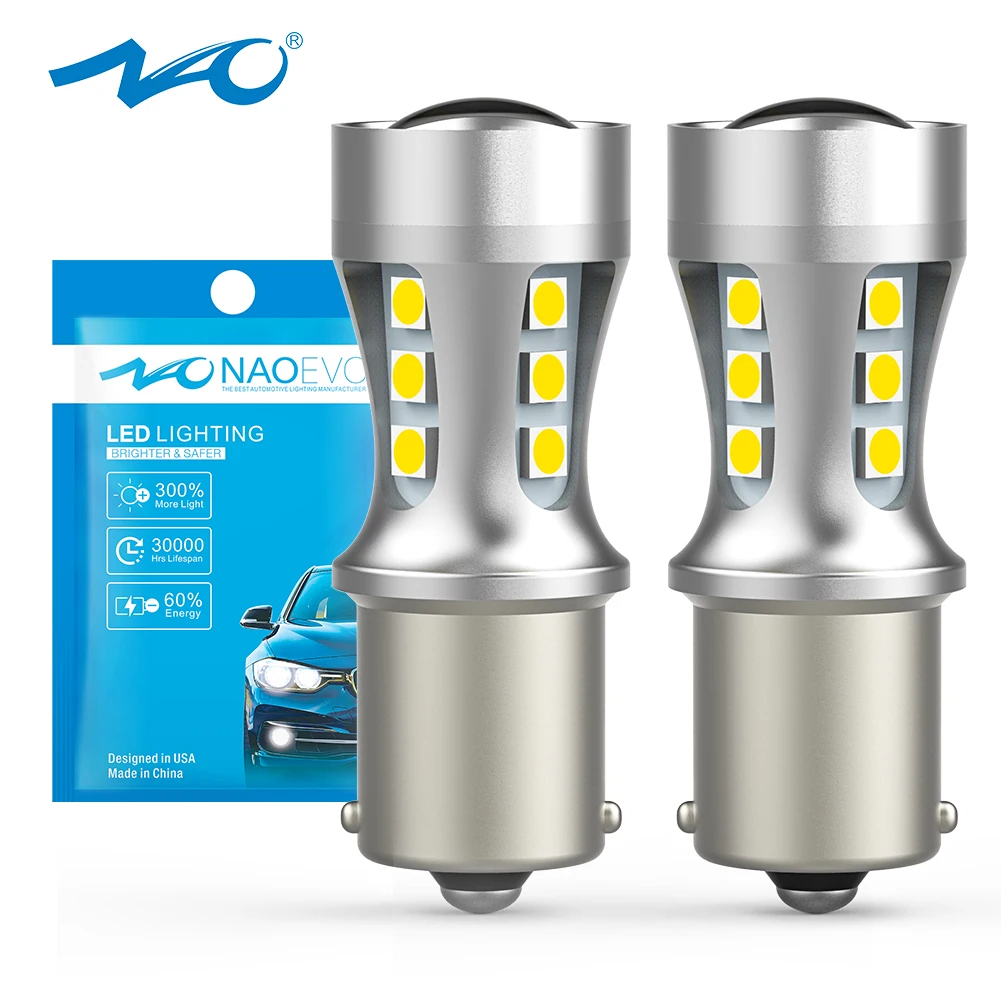 NAO P21W led BAY15D PY21W BA15S White 1300Lm Car LED Bulb P21/5W Turn ...