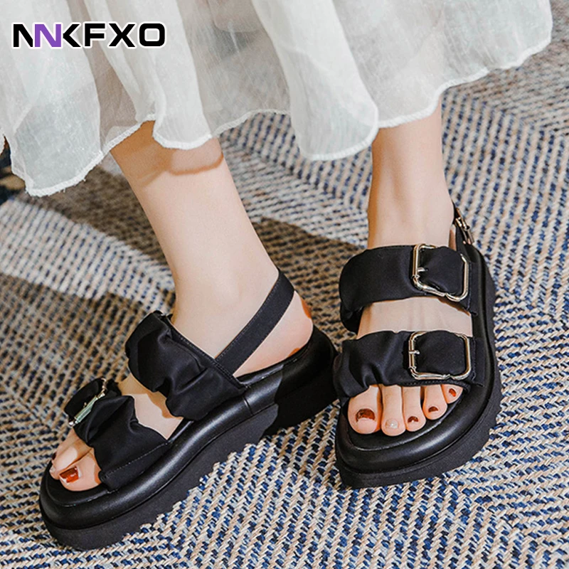 2023-New-Leather-Shoes-Summer-Women-Sandals-Buckle-Platform-Shoes ...