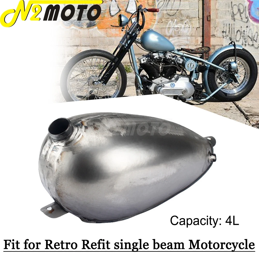 1x Unpainted 4L Metal Motorcycle Bare Steel Petrol Gas Fuel Tank for ...