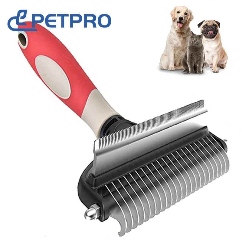 Large Pet Grooming Dematting Tool - 2-1 Undercoat Rake For Dog & Cat ...