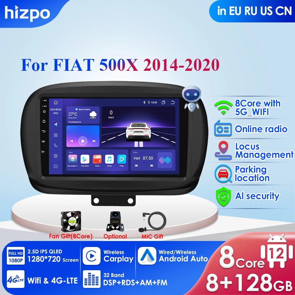 4g-lte 2din Android Car Multimedia Player For Fiat 500x Navigation Gps Carplay Auto Radio Swc ...