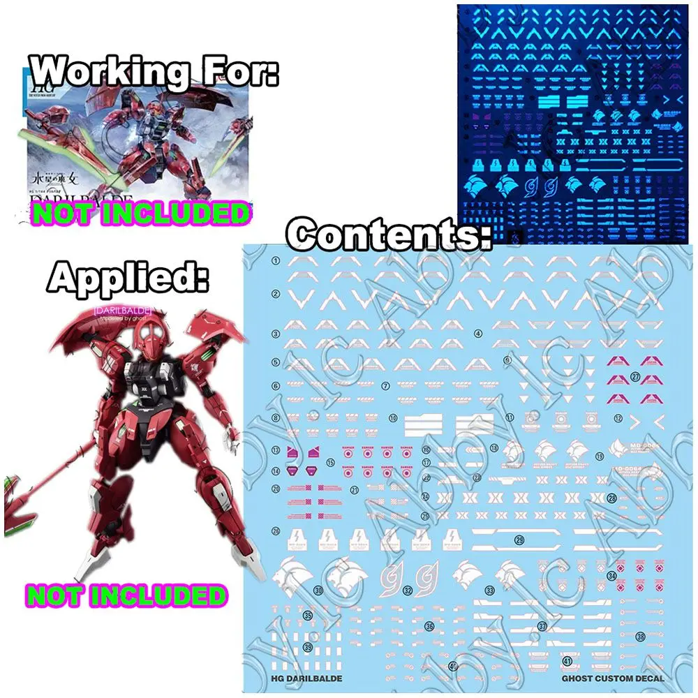 for HG 1/144 MD-0064 Darilbalde Gund-Arm High Grade HGTWFM The Witch From Mercury WaterSlide Cut ...