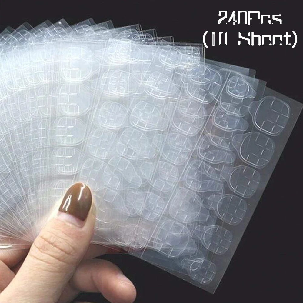 240Pc-10Sheet-Clear-Double-Sided-Nail-Glue-Stickers-Self-Adhesive ...