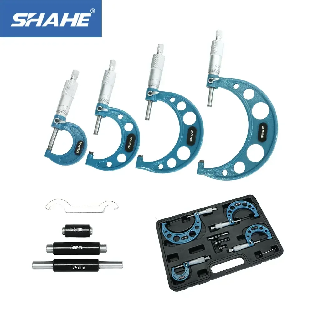SHAHE-Outside-Micrometer-Set-0-100mm-0-01mm-Metric-Gauge-Precision ...