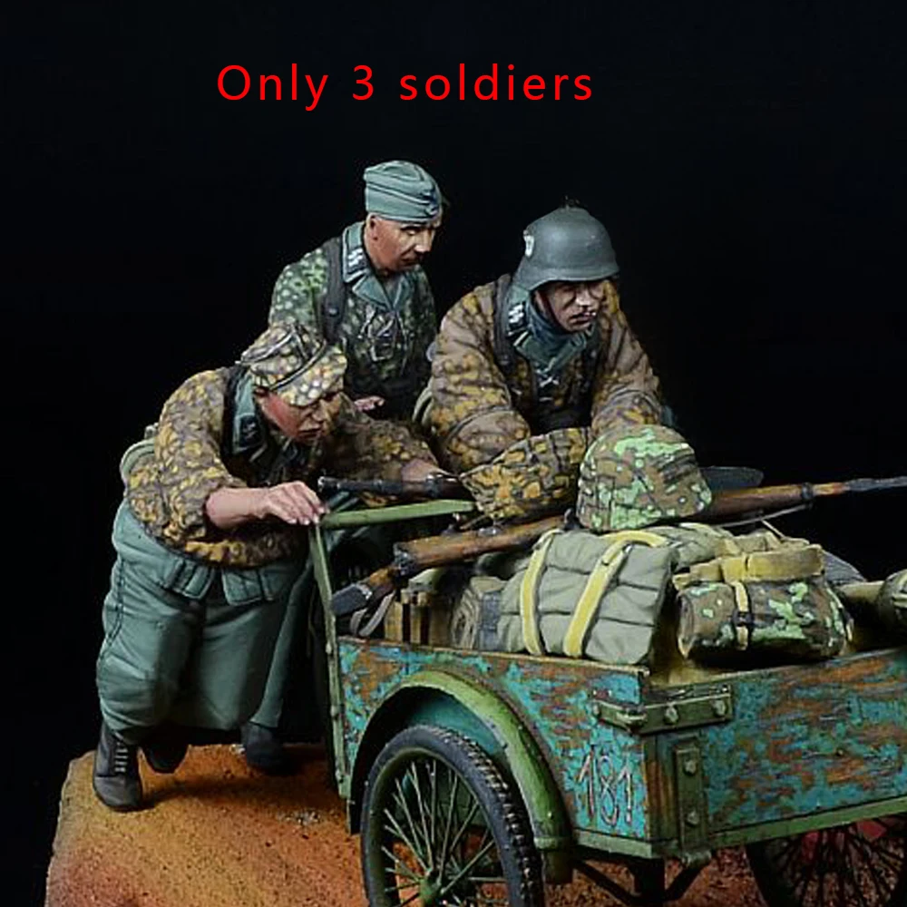 1/35 The soldiers pushing the cart, 3 figure, Resin Model figure ...