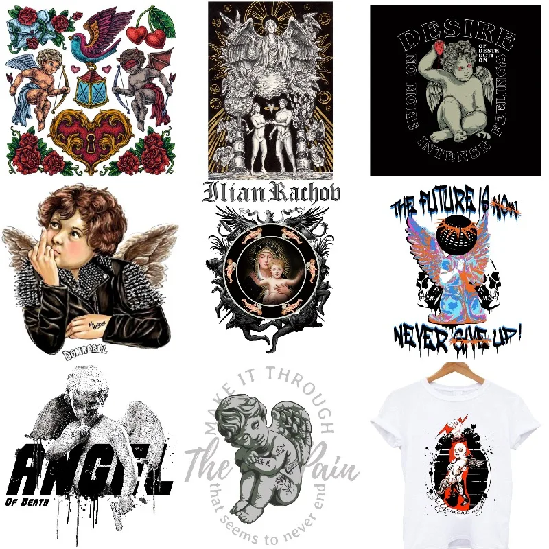 Punk-Rock-Dark-Angel-with-Wings-Patches-on-Clothes-Iron-on-Transfers ...