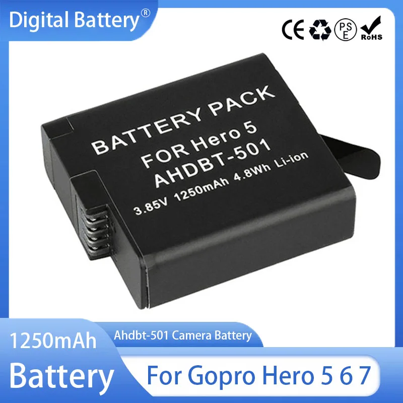 1250mAh Battery For Gopro Hero 5 6 7 Rechargeable Battery Motion Camera ...