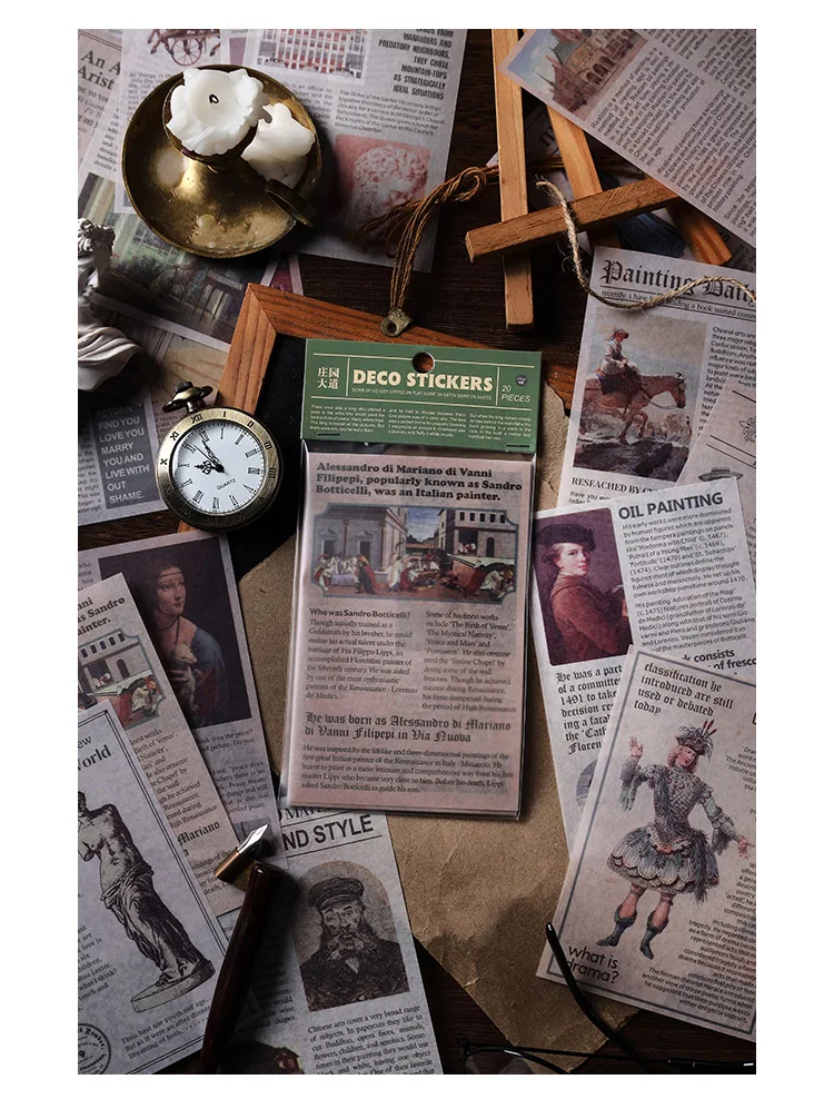 20 sheets Vintage Newsstand Series Decorative Stickers Movie newspaper ...