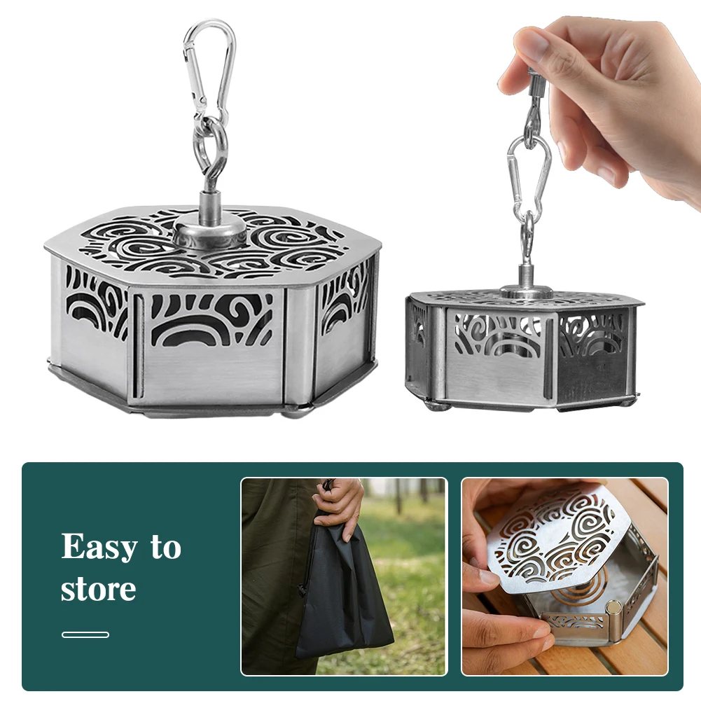 Magnetic-Camping-Mosquito-Coil-Tray-Stainless-Steel-Repellent-Incense ...