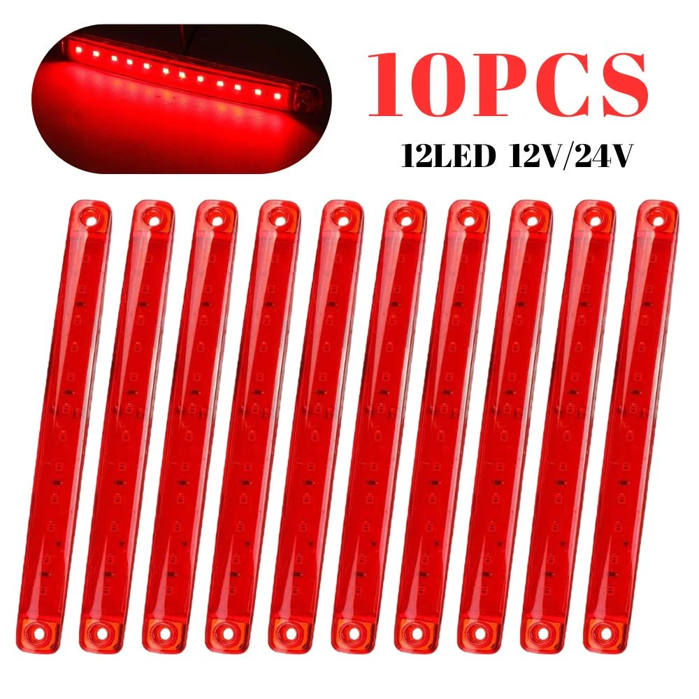 10PCS Red LED Marker Lights LED Parking Side Lights 12LED 24v Truck ...