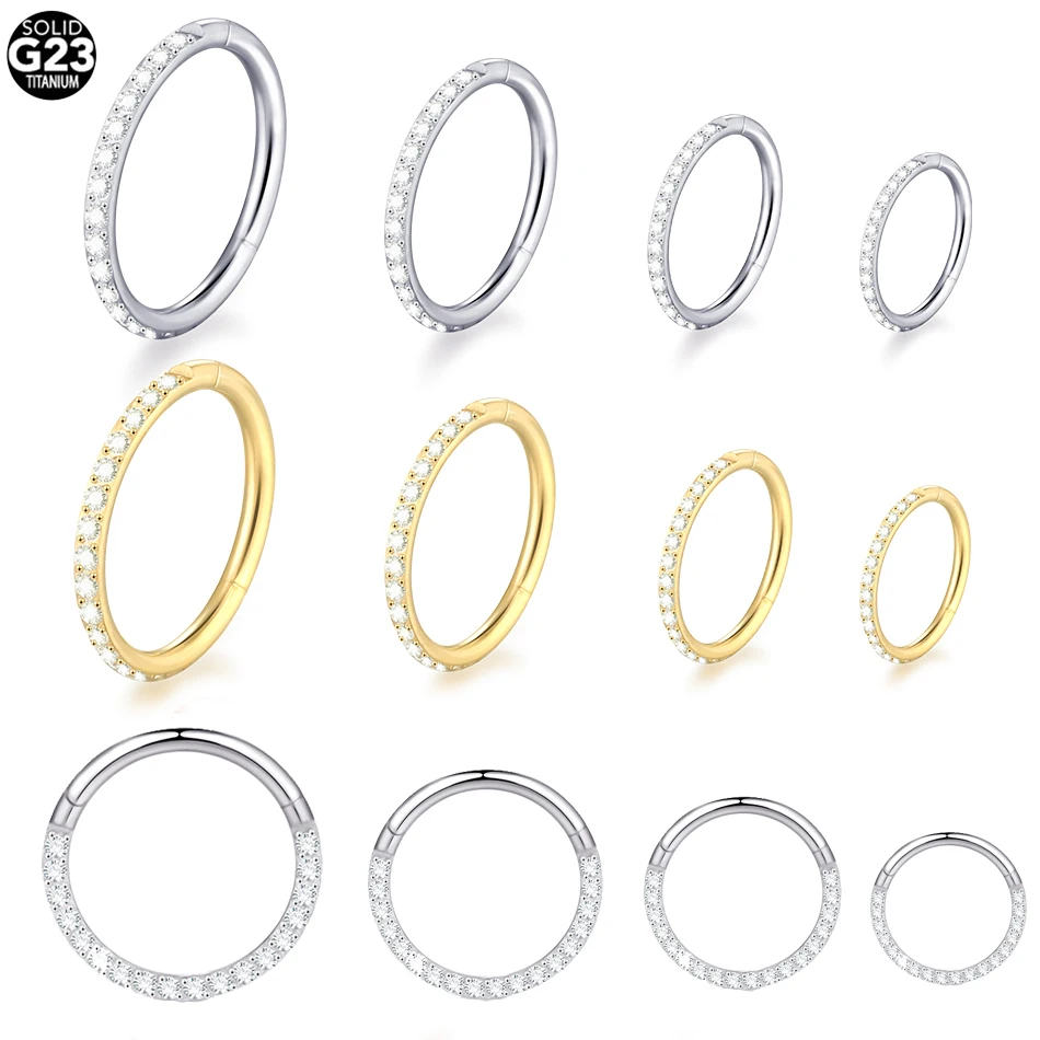 10Pcs G23 Titanium Women's Earrings Hinged Nose Hoop Ring Ear Tragus ...