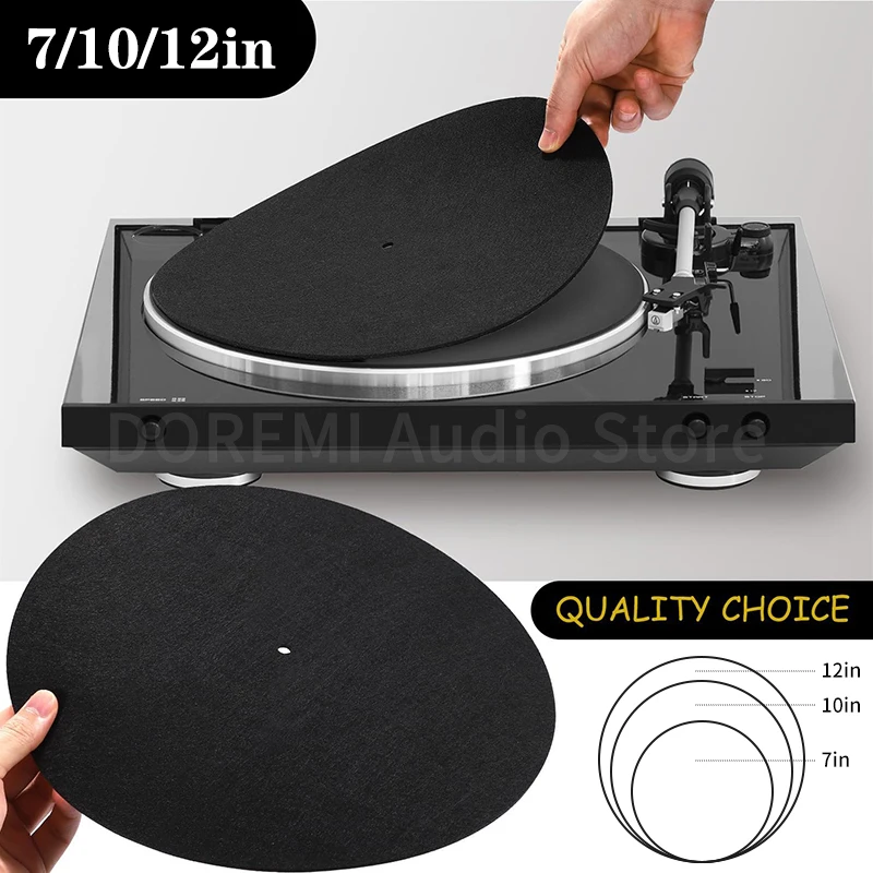 7/10/12inch Felt Turntable Platter Vinyl Record Pad Anti-Static Anti ...