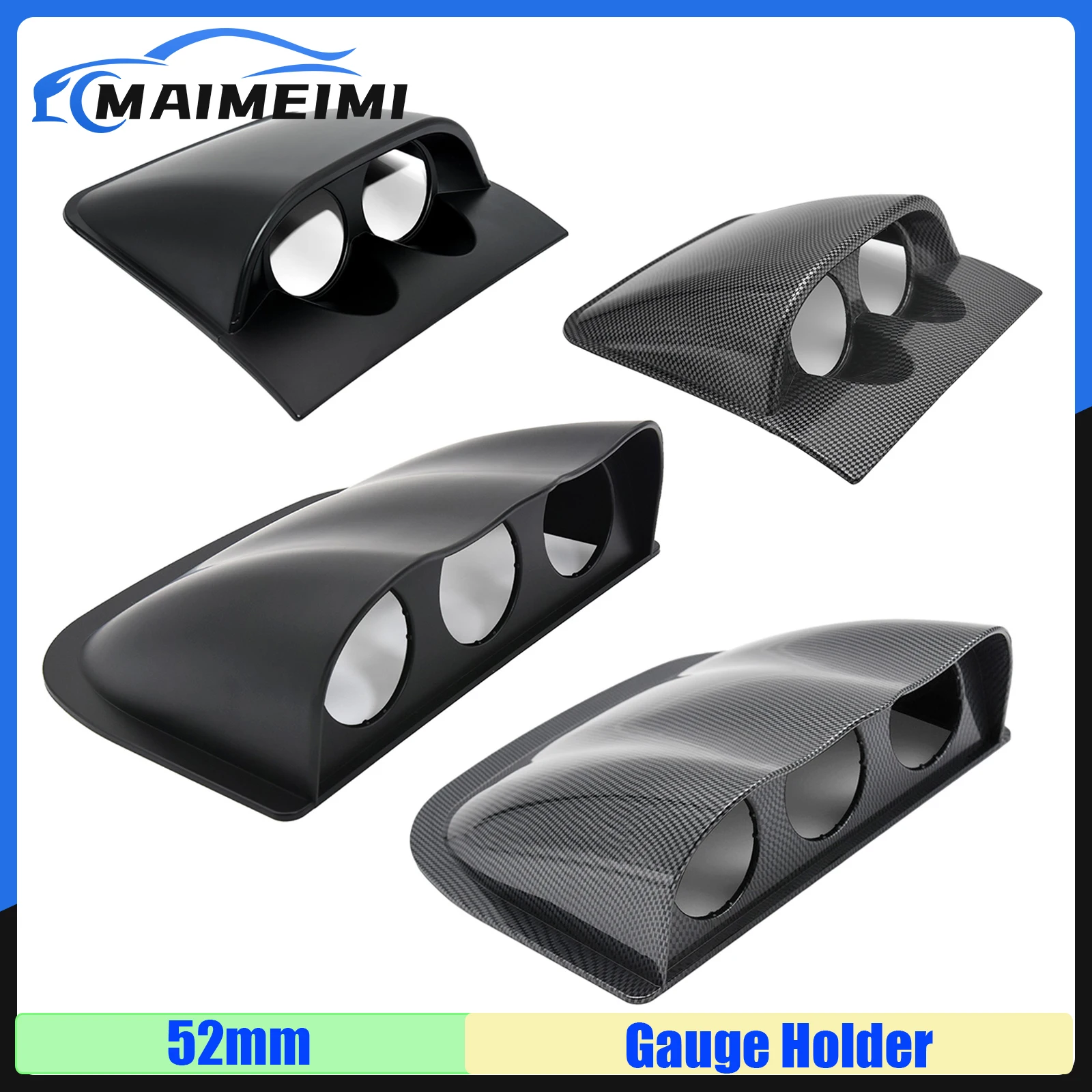 Carbon-Stripe-Black-52mm-Gauge-Holder-Cup-Universal-Plastic-Car-Meters ...