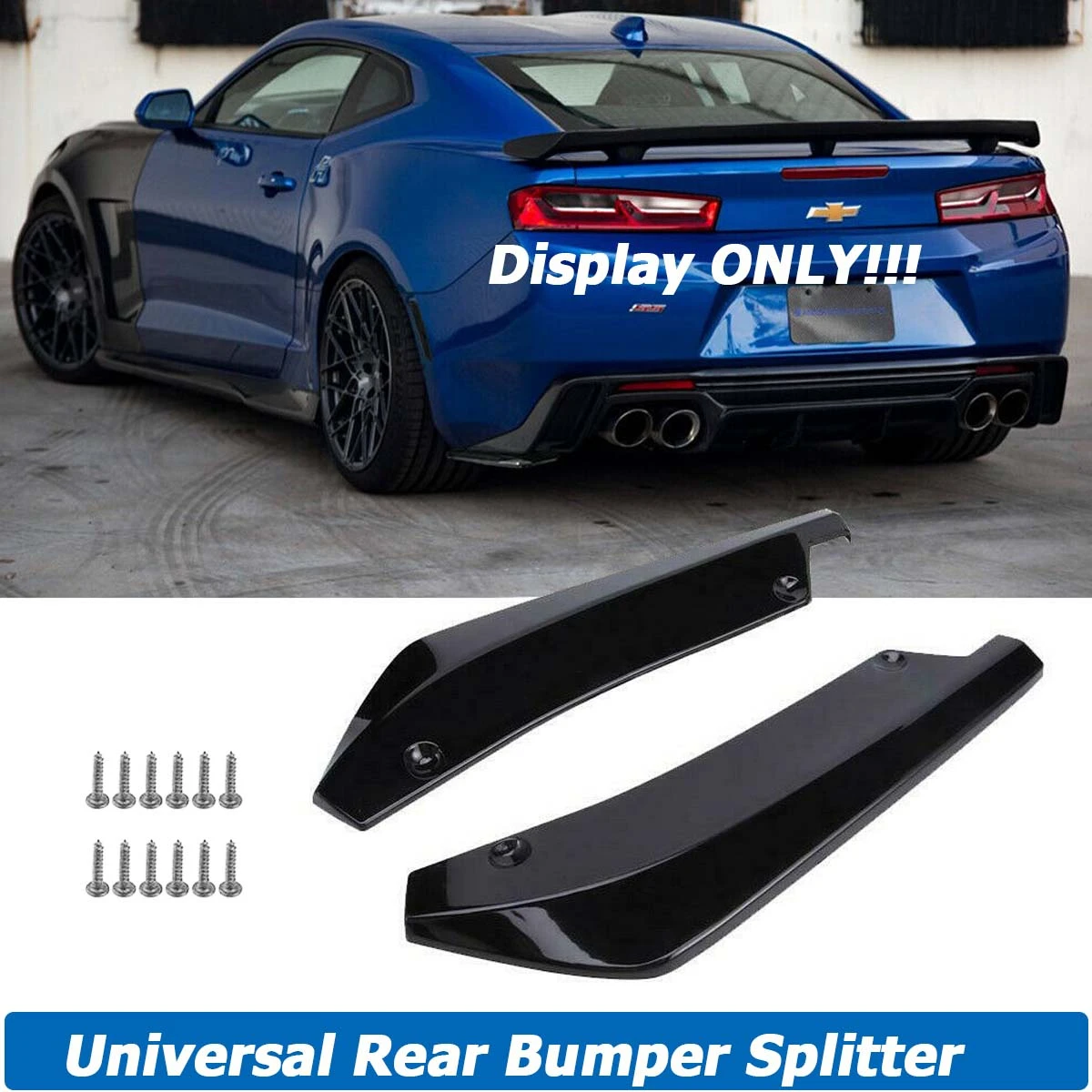 2pcs Rear Bumper Diffuser Splitter Cover Side Canards Lips Trim Sticker ...
