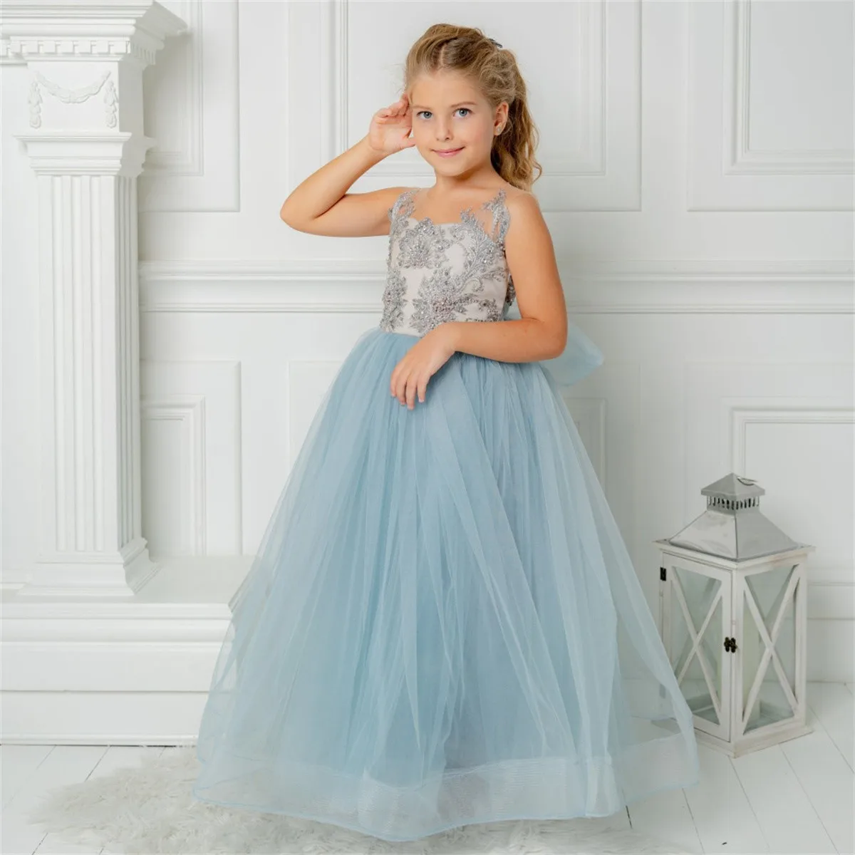 Flower-Girl-Dresses-Princess-Sleeveless-Lace-Applique-Tulle-Soft-First ...